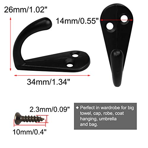 uxcell 4pcs Robe Hook Metal Vintage Design Wall-Mounted Hooks Keys Towel Wall Clasp Bathroom Hanger w Screws