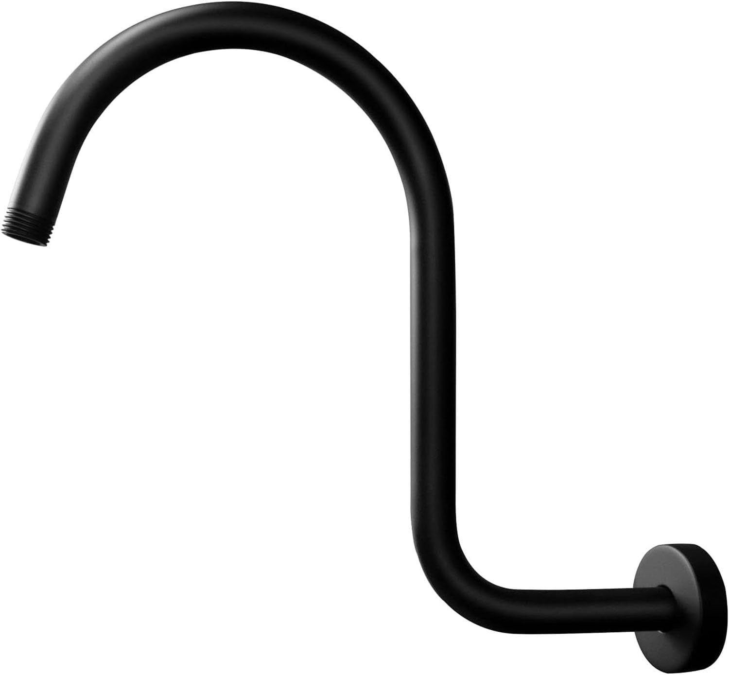 S Shaped Shower Arm High Rise Shower Head Extension Pipe Shower Arm Extender Standard 1/2" Connection with Flange Wall Mounted Bathroom Accessories Stainless Steel (Black)