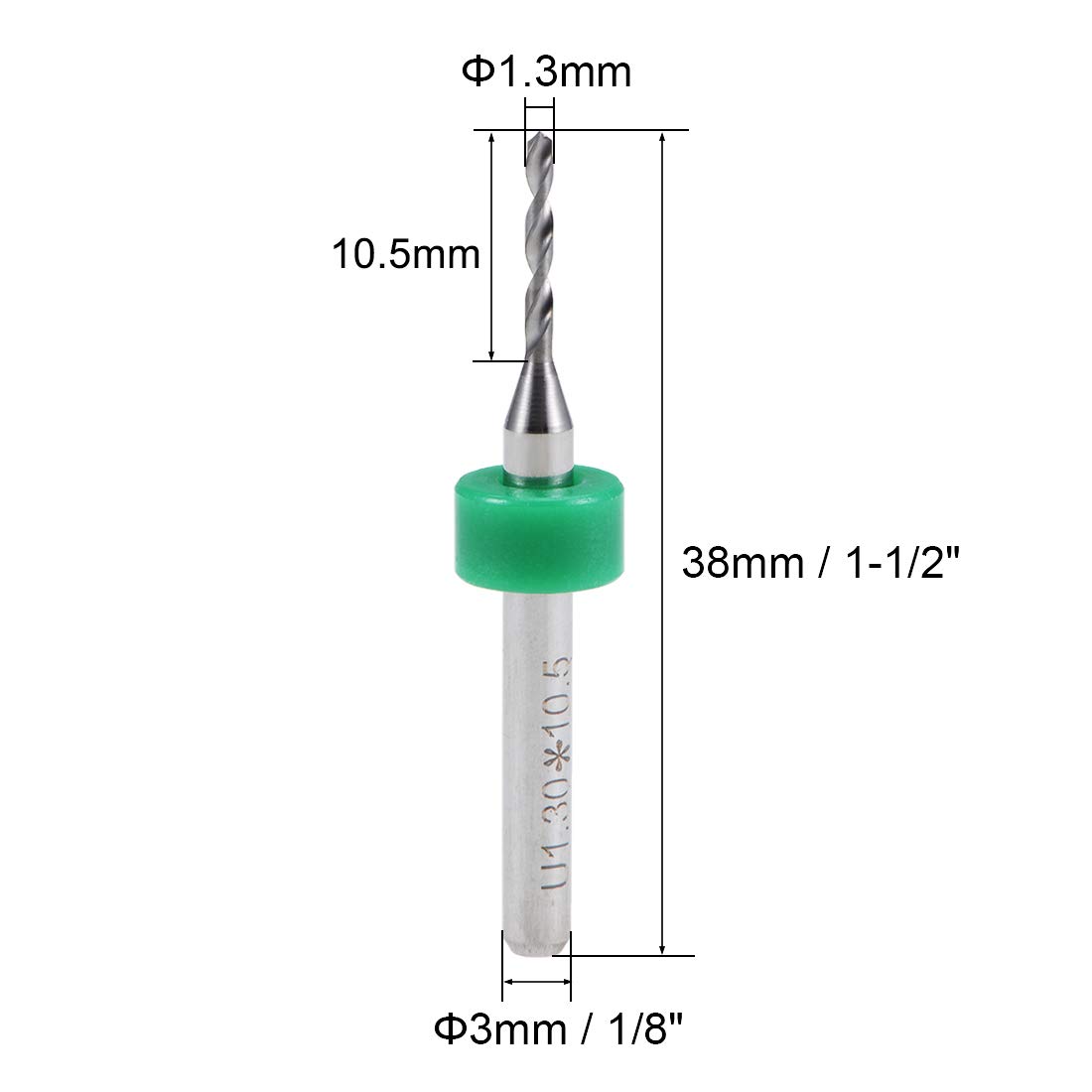 uxcell PCB Drill Bits 1.3mm Tungsten Carbide Rotary Tool Jewelry CNC Engraving Print Circuit Board Micro Drill Bits 1/8 Inch Shank 10 Pcs