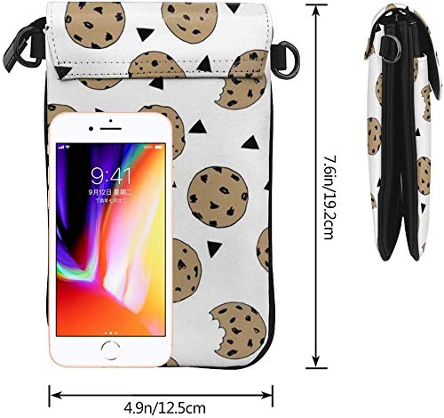 Cookies Food Chocolate Chip Biscuits Women Soft PU Leather Cellphone Purse Wallet Handbag Small Crossbody Shoulder Bag