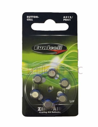 Hillflower 60 Pieces A312 Size 312 p312 312A PR41 Card 1.45V Heavy Duty Long Duration Hearing Aid Zinc Air Premium Battery