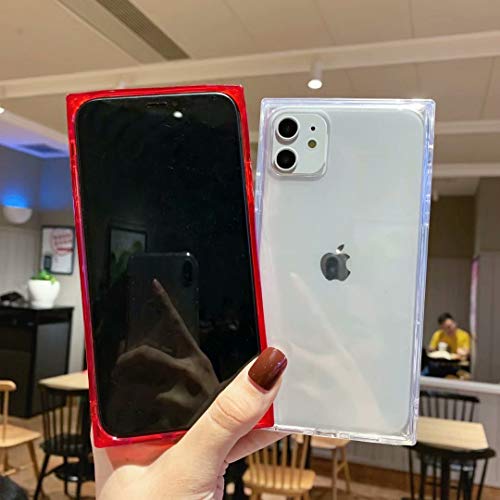Tzomsze iPhone 11 Square Case Transparent, iPhone 11 Clear Case Reinforced Corners TPU Cushion,Crystal Clear Slim Cover Shock Absorption TPU Silicone Shell for iPhone 11 6.1 inch (2019)-Pink