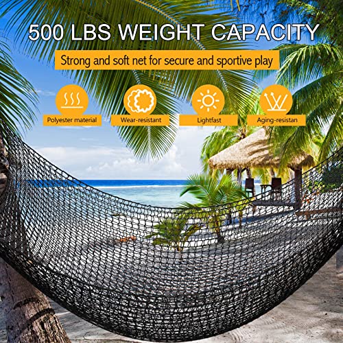Climbing Cargo Net 6.5 x 9.8 ft Large Kids Backyard Climbing Net Double Layers Playground Safety Net with Storage Bag for Monkey Bar, Treehouse Accessories (Black)