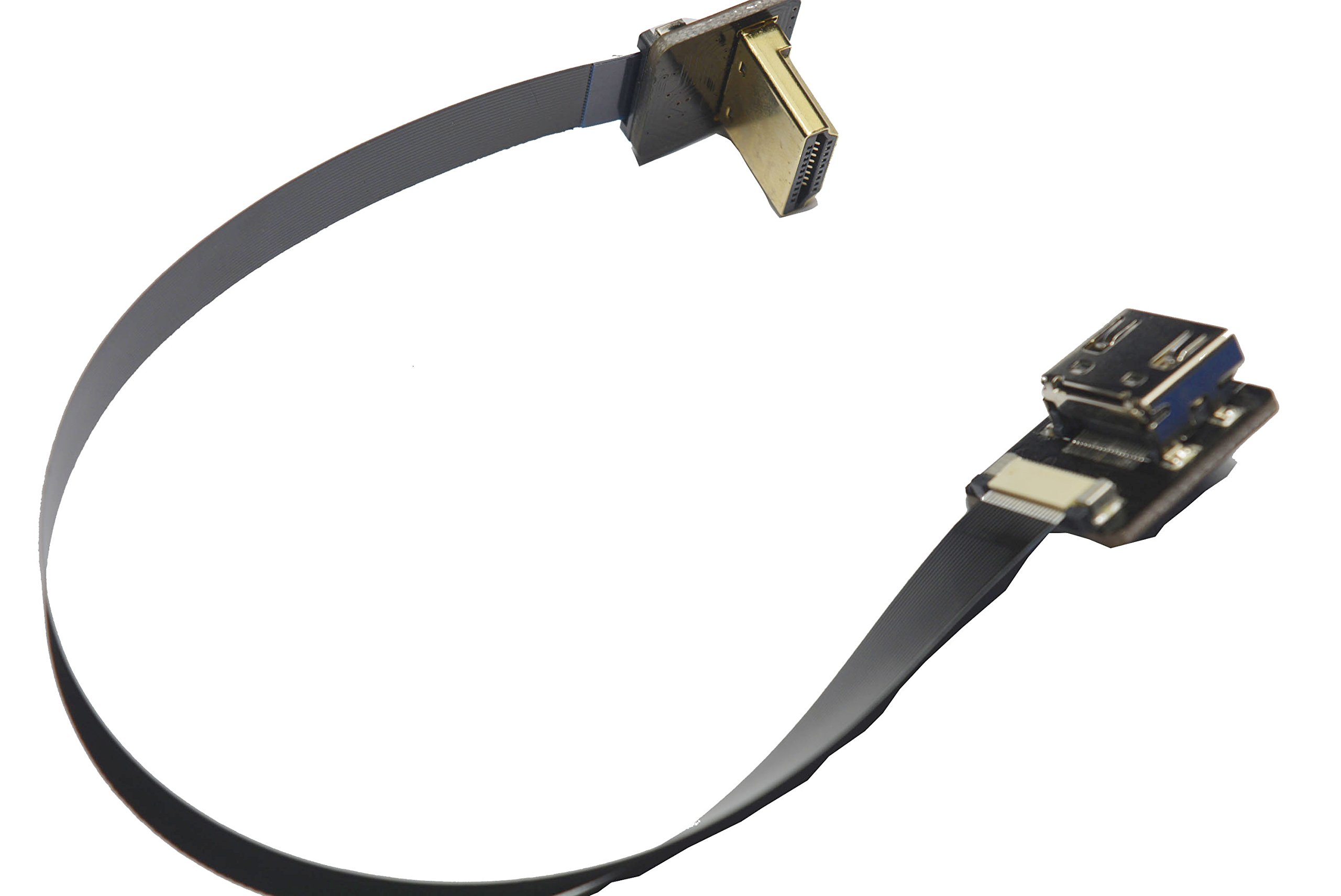 Short Flat Slim Thin HDMI FFC FPV HDMI Cable Standard HDMI Female Plug to Standard HDMI Male 90 Degree Compatible with RED blackmagic BMCC Sony FS7 Canon C300 Black 10cm
