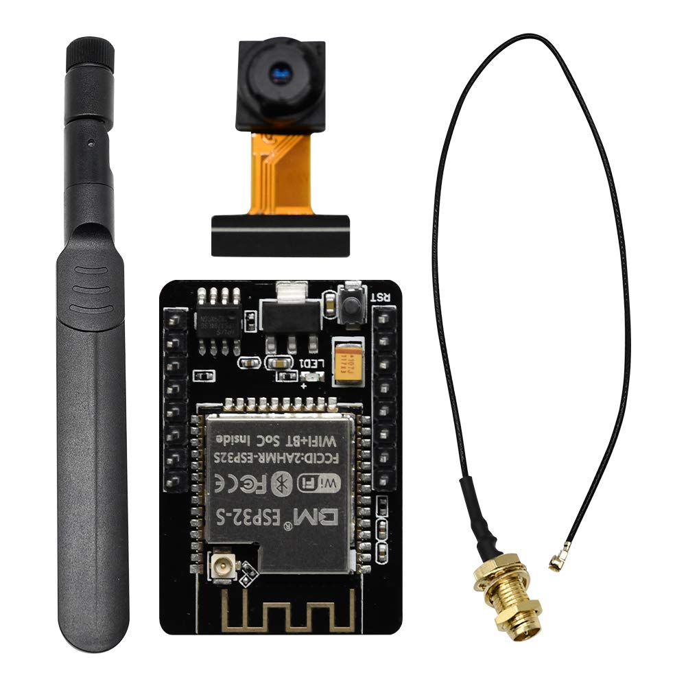 Aideepen 2PCS ESP32 DC 5V Dual-core WL with OV2640 Camera TF Card Module+ESP32-CAM +Antenna +IPEX to RP-SMA