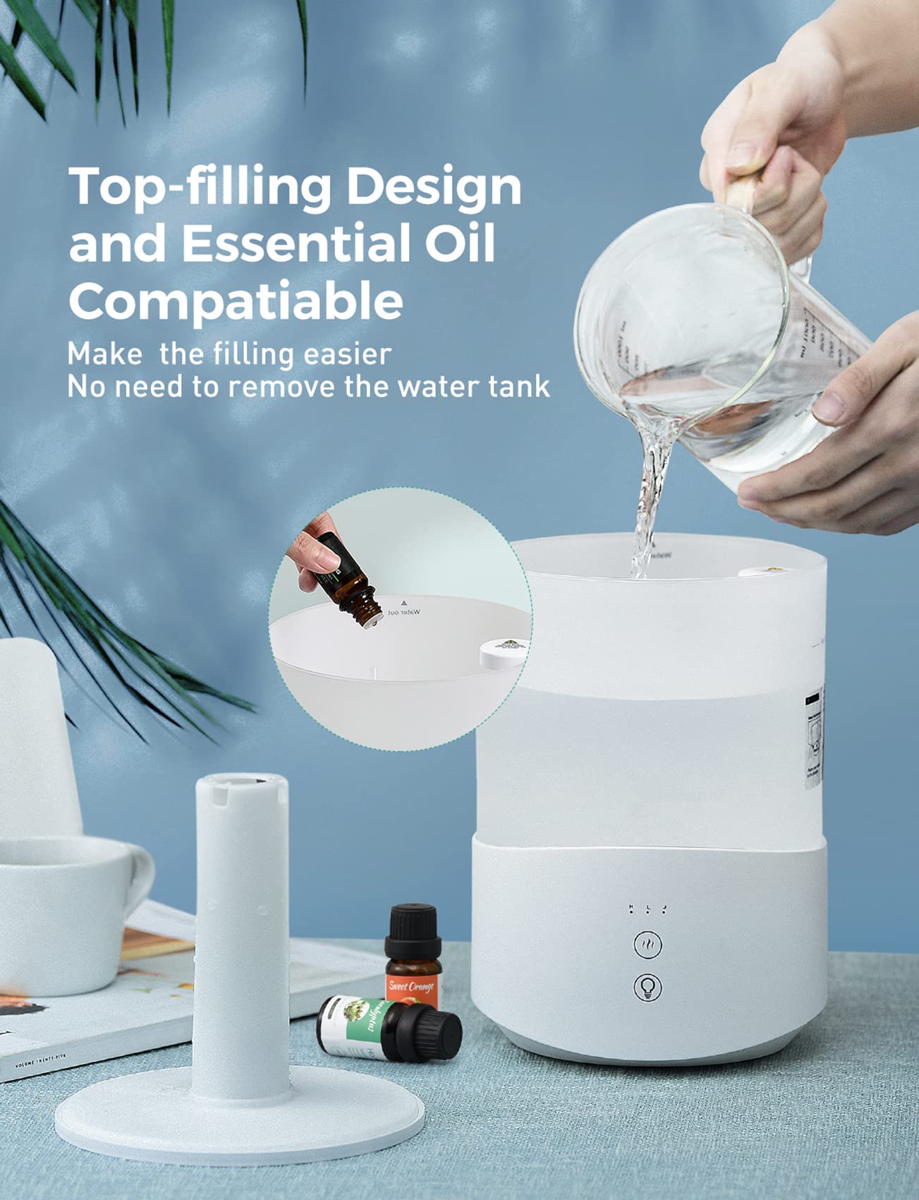 Cool Mist Humidifier, 2-in-1 Essential Oil Diffuser for Baby Kids Nursery, 2.5L Top Fill Humidifier with 7-Color Night Lights for Bedroom Office, Humidifier with Adjustable Mist Mode, Auto Shut Off