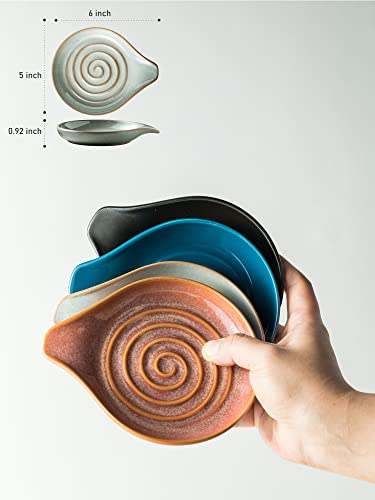 Ceramic Spoon Rest for Stove Top, Large Spoon Holder for Kitchen Counter Decor, 5" Cooking Spoon Rest Heat-Resistant, Gray