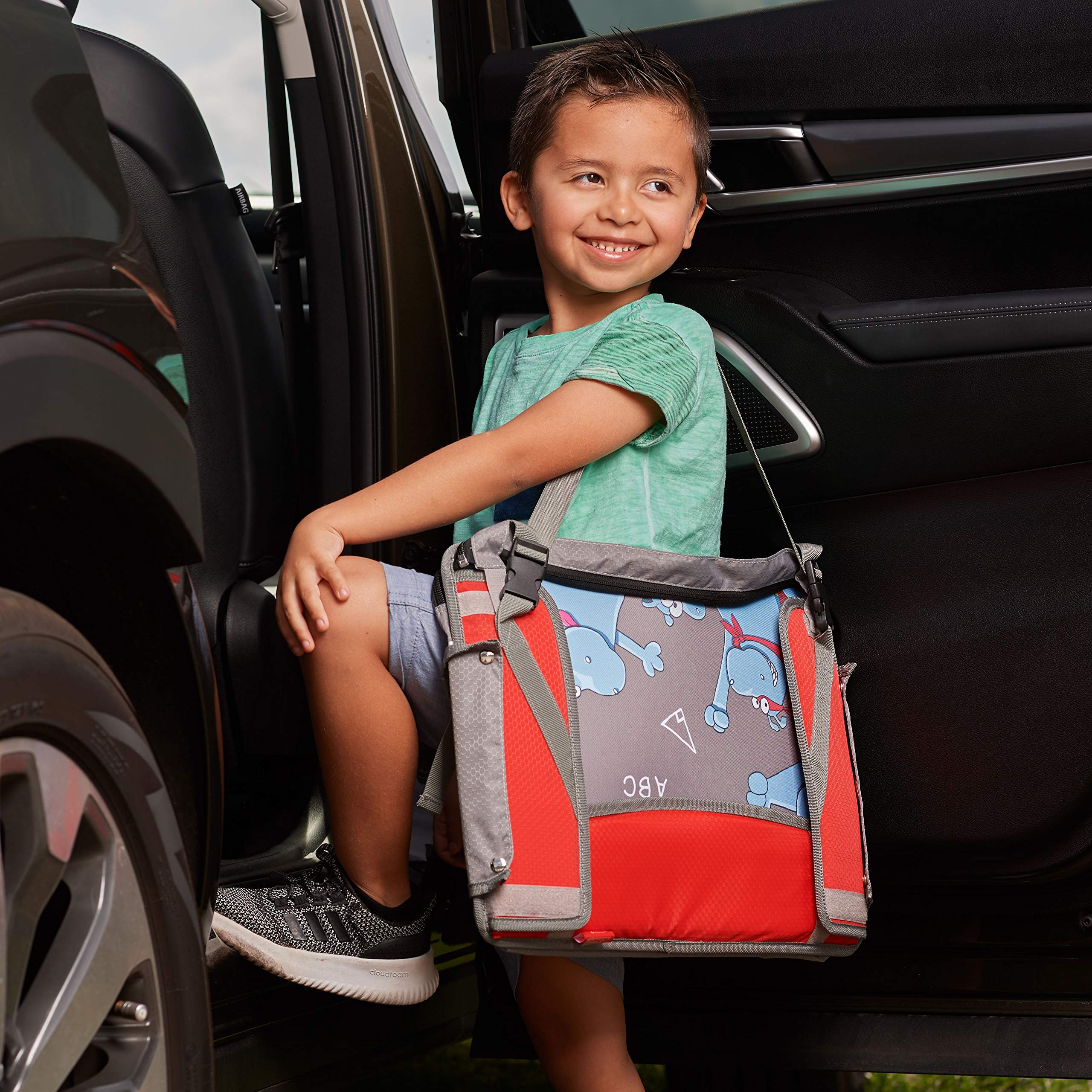 Hippococo Kids Travel Tray: Premium Portable Activity Organizer, Non-Flimsy, Padded Base, Large Storage Pocket, Sturdy Walls, Waterproof, Tablet Holder, Universal Fit - Car Seats, Strollers & Airplane