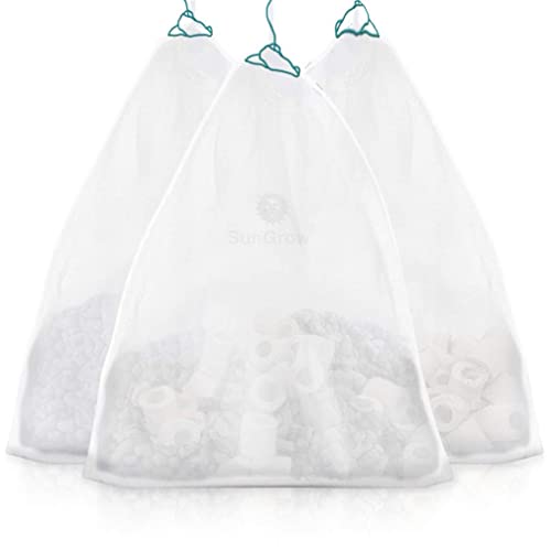 SunGrow Media Filter Bags, White Mesh Nylon Pouch for Holding Aquarium Active Carbon, Bio Rings, Lavender, Spices, Dried Flowers, 10 Pcs per Pack