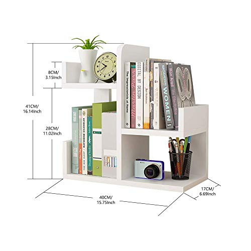 JXIN-SMIF Wood Desktop Bookshelf Desktop Organizer Office Storage Rack Wood Display Shelf Desktop Bookshelf
