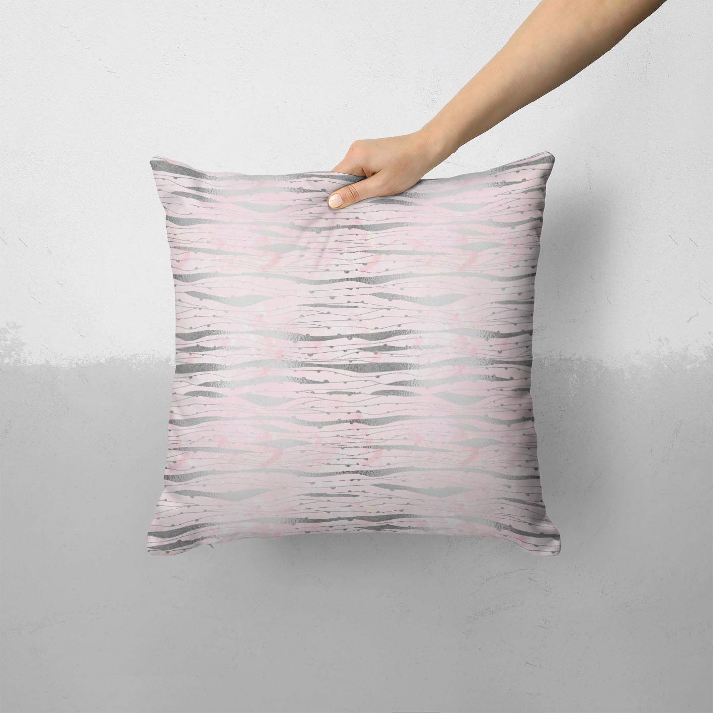 iiRov Karamfila Silver & Pink Marble V7 - Custom Decorative Home Decor Indoor or Outdoor Throw Pillow Cover for Sofa, Bed or Couch Cushion (Pillow CASE Cover ONLY)