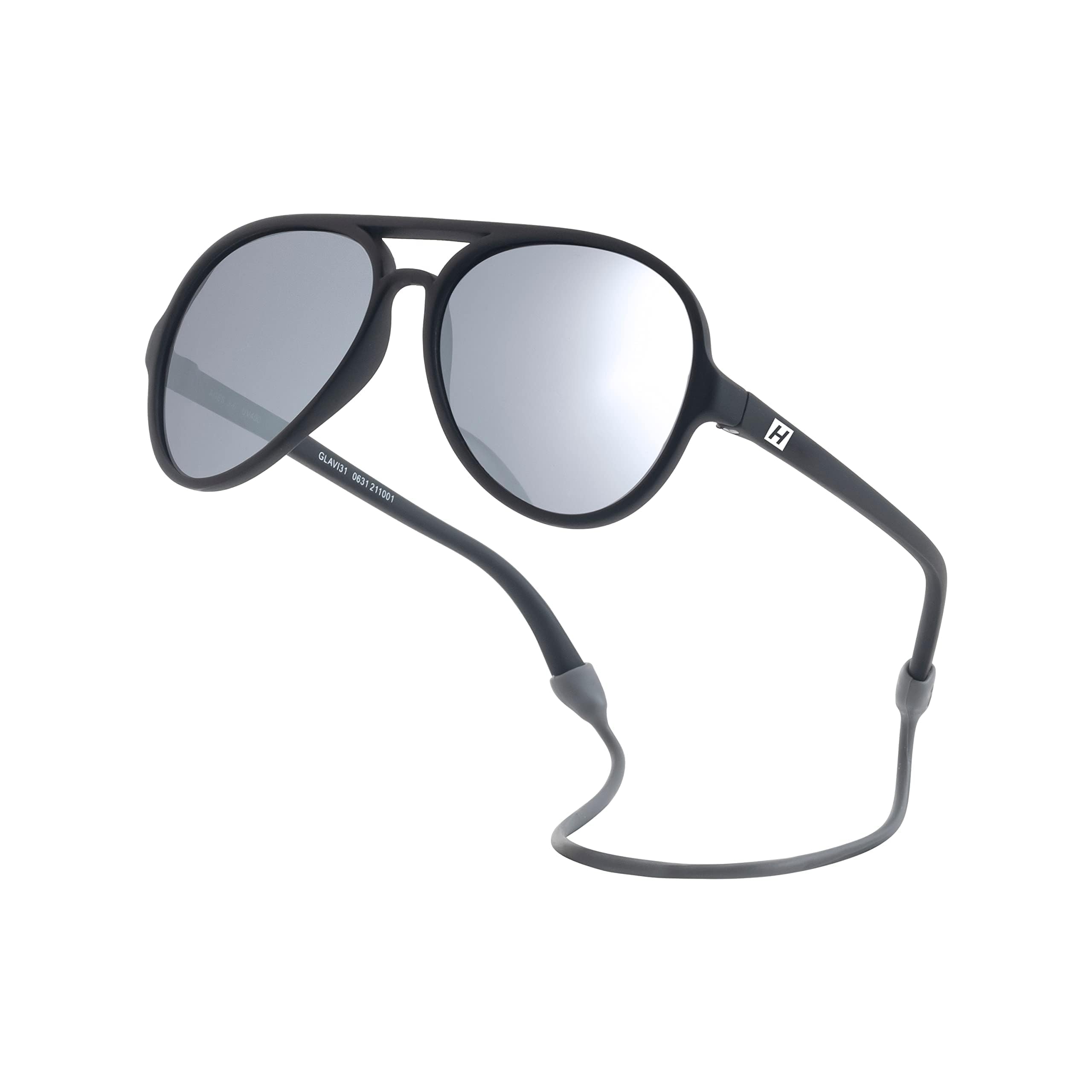 Hipsterkid Aviator Sunglasses Kids Toddler Polarized Sunglasses Shatter-Resistant Lenses Stay-On Strap 100% UV Protection Christmas Gift (Black, 0-2 Years)