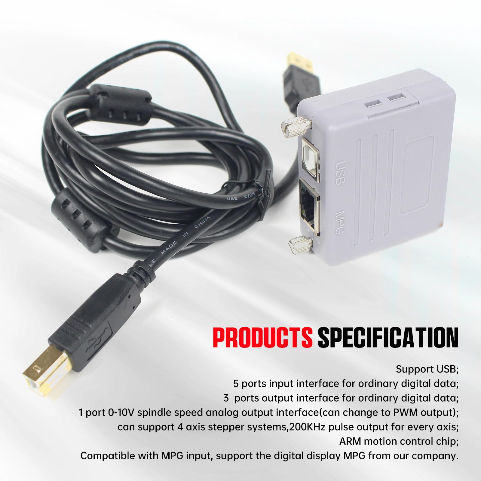 RATTMMOTOR Parallel to USB Adapter 200KHz MACH3 USB to Parallel Adapter RTM200 DB25 LPT Cable to USB Motion Controller Converter with USB Cable for LPT/USB Mach3 CNC Router Engraving Milling Machine