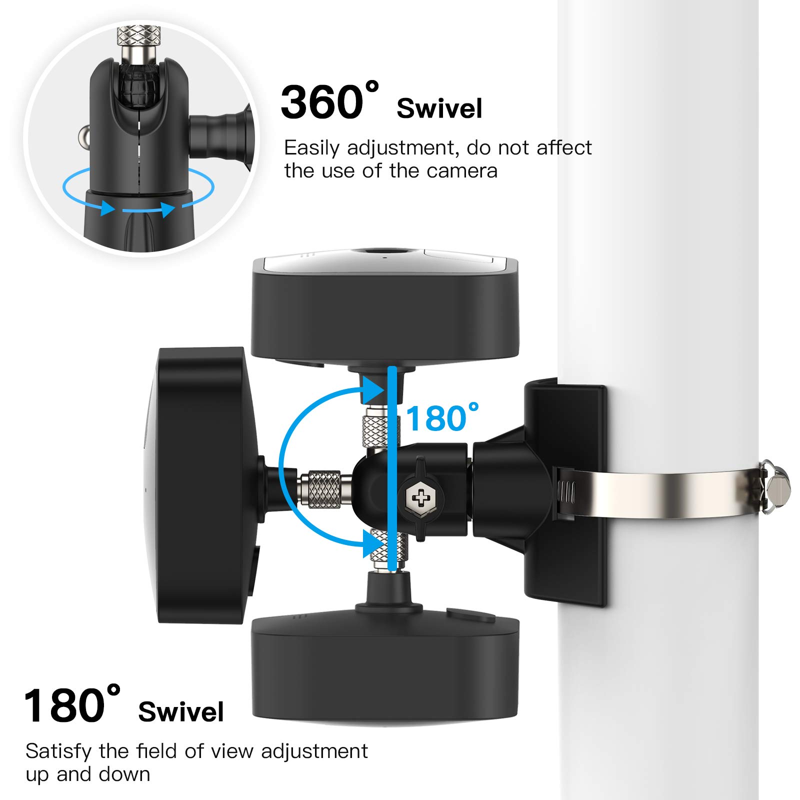 Blink Camera Pole Mounting Bracket, Blink Outdoor 4 Blink Outdoor 3 Blink XT2 Wall Railing Mount Bracket by HOLACA,Applicable Pipe Diameter Size 1.18-7.87 inch (30mm-200mm) (1 Pack)