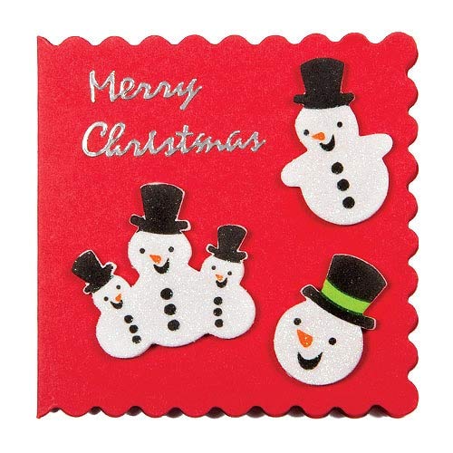 Baker Ross EF408 Snowman Foam Stickers - Pack of 120, Self-Adhesive Puffy Scrapbook Stickers for Kids Arts and Crafts