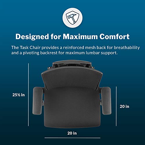 Vari Task Chair (VariDesk) - Adjustable Office Chair with Armrests and Rolling Casters - Use as a Gaming Chair, Desk Chair, Computer Chair, or Ergonomic Office Chair - Easy to Assemble (Black)