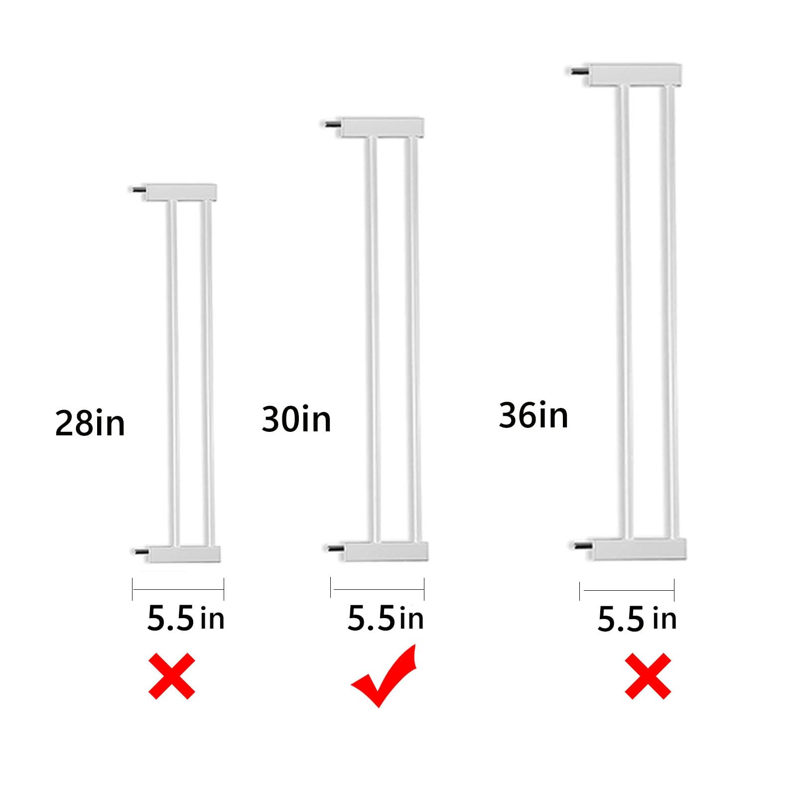 ABOIL 30'' Tall, 5.5'' Wide Gate Extender for Baby Dog, Extra Wide Pet Gate Accessories for Stairs Doorways (White)