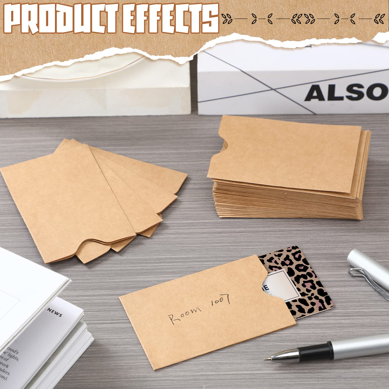 500 Pack Credit Card Paper Sleeves 2.4 x 3.5 Inches Hotel Key Card Holder Sleeve Blank Gift Card Envelopes Small Gift Card Holder Debit Card Protector for Office Business Card ID Cards Holders