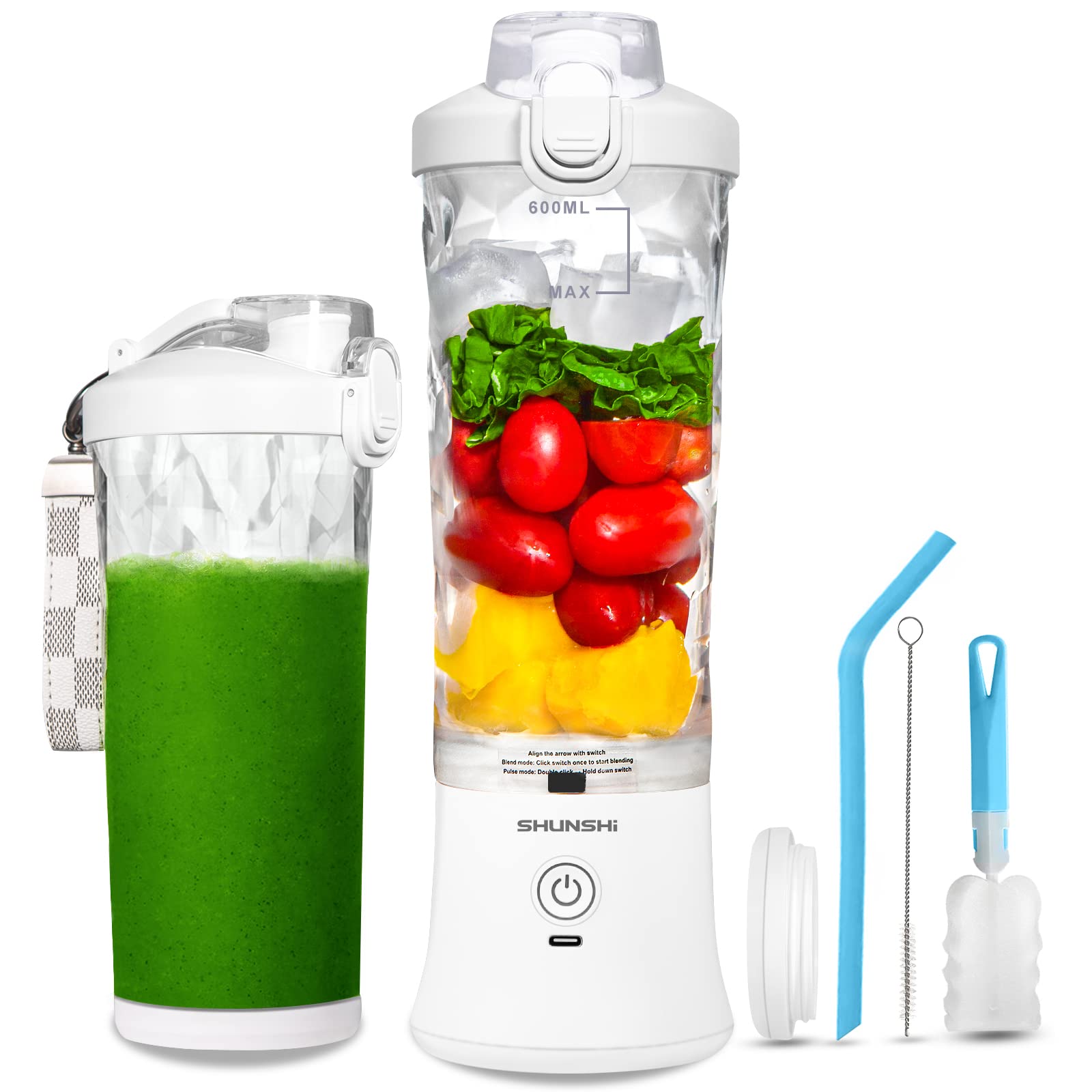 3 Portable Blender, Personal Size Blender for Shakes and Smoothies with 6 Blades Mini Blender 20 Oz for Kitchen,Home,Travel(White+Pink+Black)