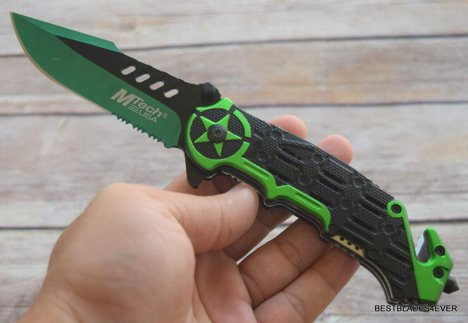 8.25 Inch Mtech Tactical Rescue Stainless Steel Open Folding Pocket Knife With Clip Outdoor Survival Hunting Knife for Camping by Survival Steel