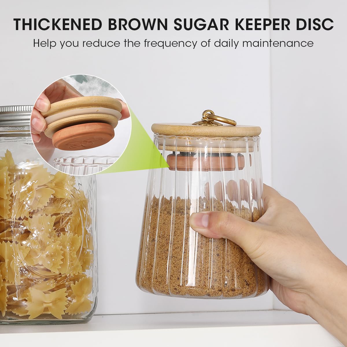 Aieve Brown Sugar Keeper Disc,2 Pack Brown Sugar Saver with Magnetic Attachment to Container Lid (Keep Brown Sugar Soft without Direct Contact)