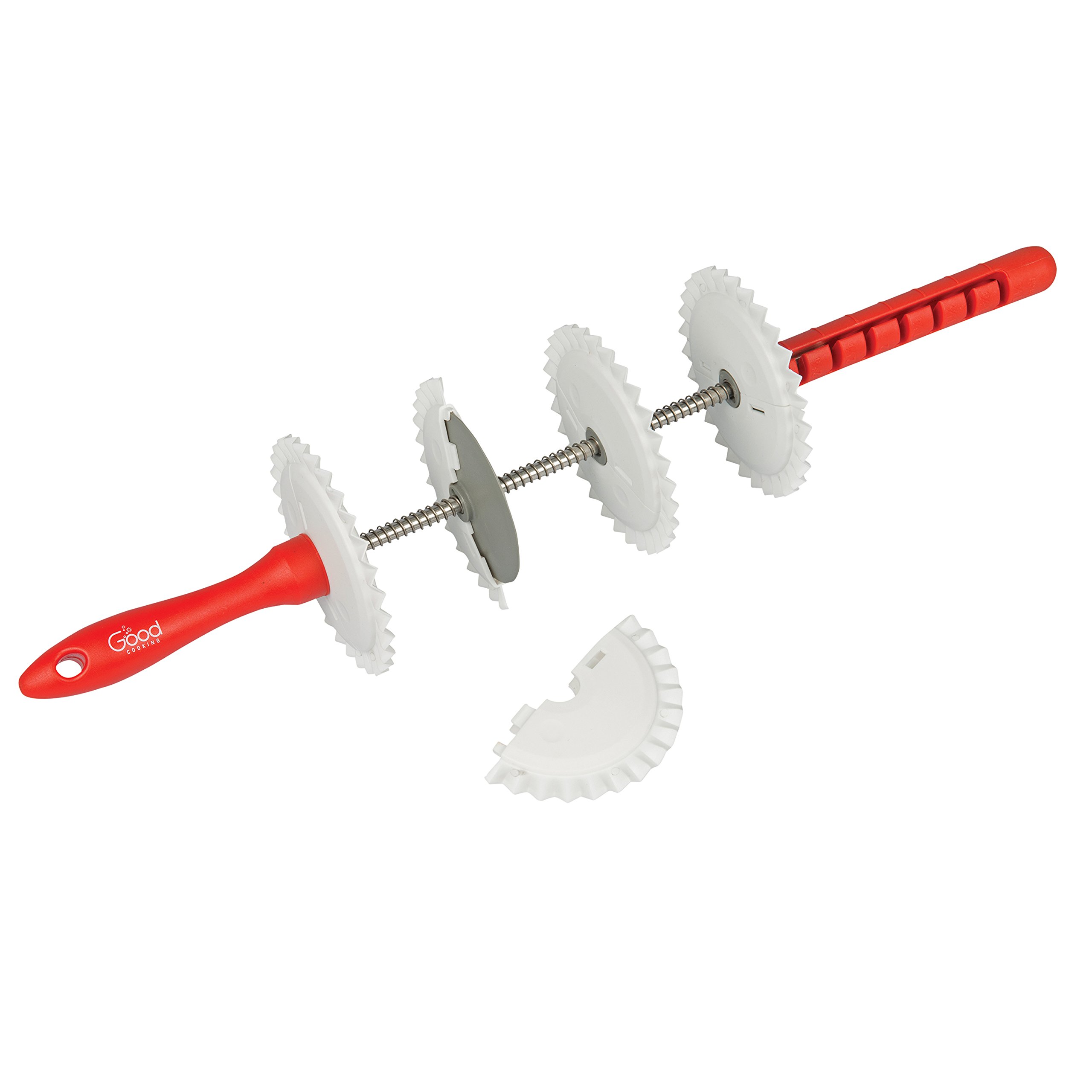 Adjustable Pastry Wheel Cutter w 4 Interchangeable Fluted, Lattice, and Straight Slicers and 7 Width Adjustments