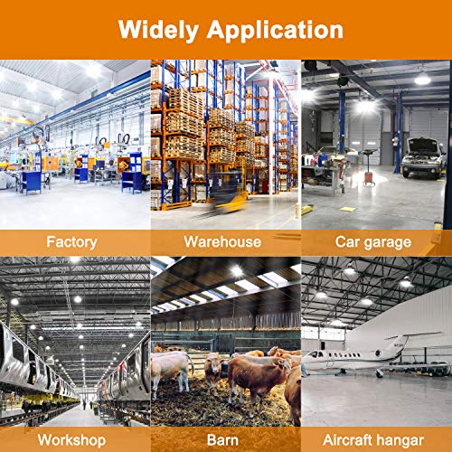 VCMAG UFO LED High Bay Light 150W 21,000lm 5000K Daylight 600W HID/HPS Equivalent with US Plug 5' Cable LED Warehouse Lights Commercial Shop Workshop Garage Factory Lowbay Area Lighting Fixture