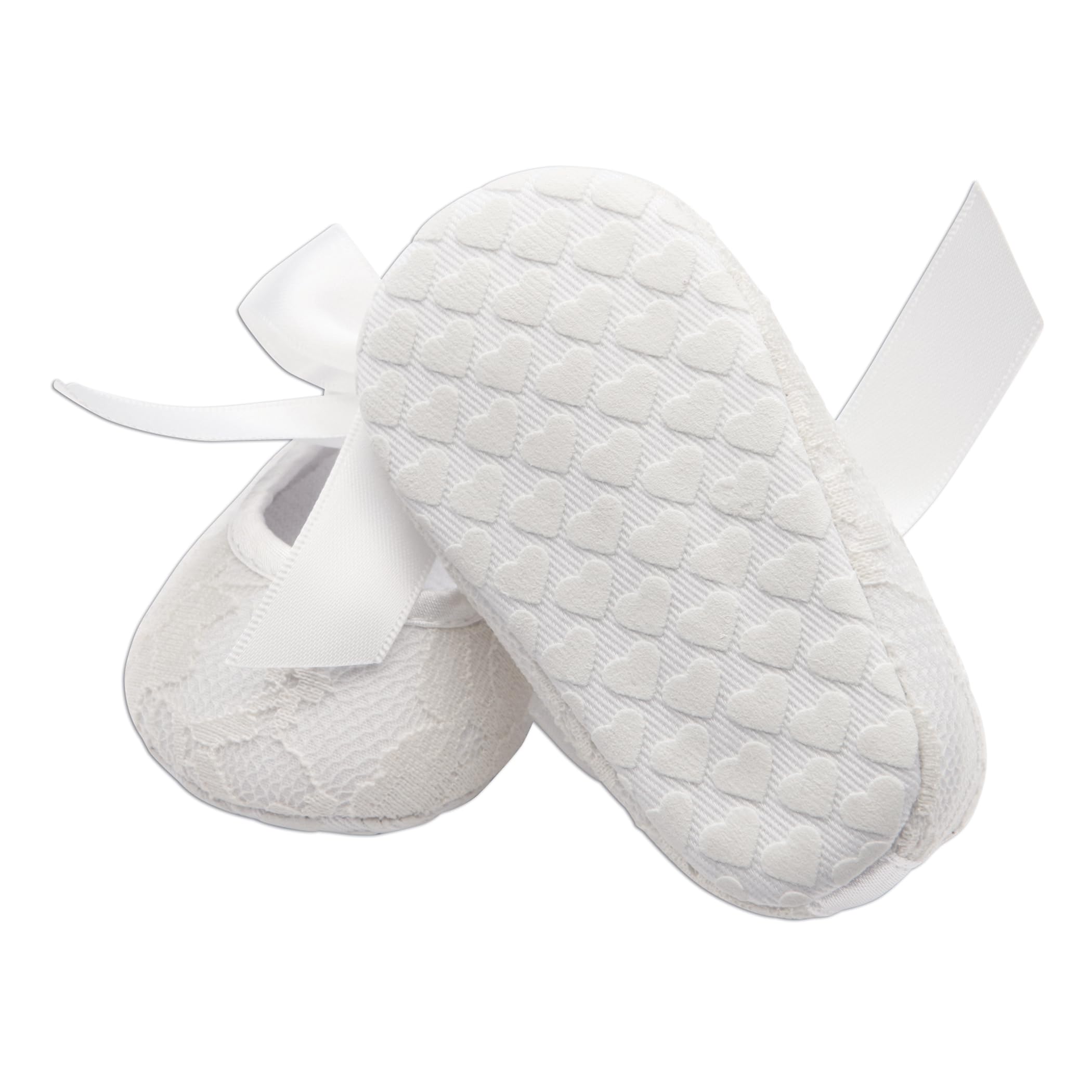Cherished Moments Baby Baptism Shoe with Lace in Light Ivory with Headband, Gift for Christening or Dedication for Baby Girl (Sizes 0)
