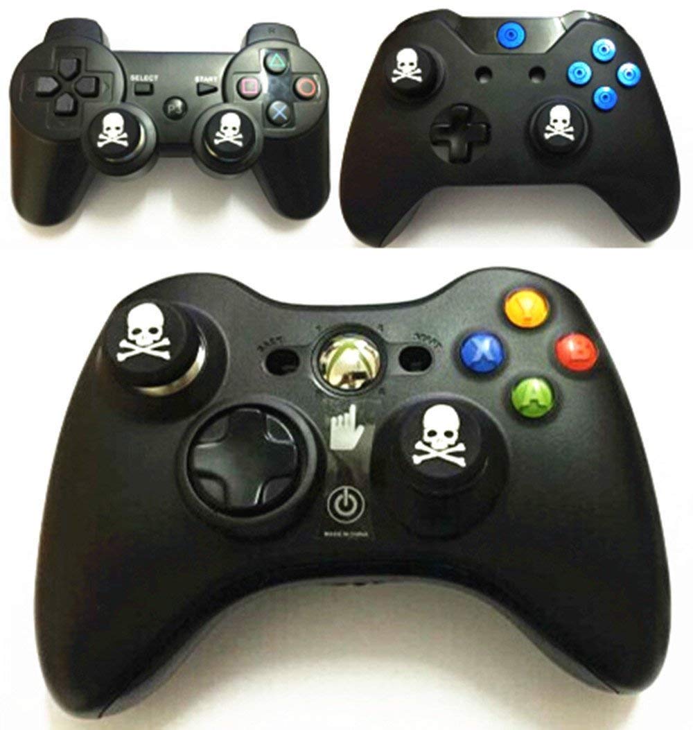 5 Pairs Skull Thumb Stick Grip Cover Caps For PS4 PS3 Xbox One Xbox 360 PS2