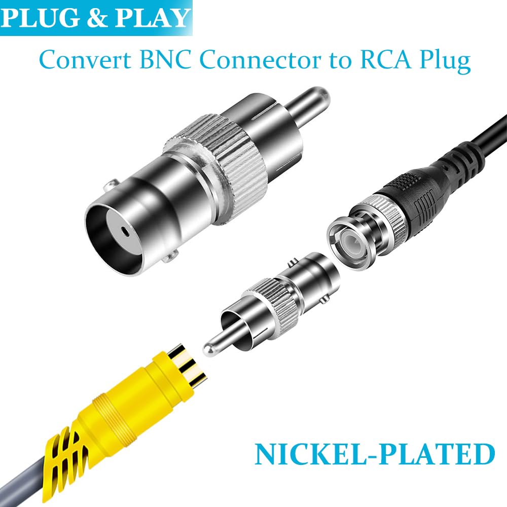 Warmstor 10 Pack BNC Female Jack to RCA Male Plug Adapter Converter Straight Connector for CCTV Security Camera