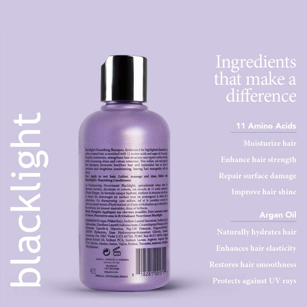 Oligo Professionnel - Backlight Nourishing Shampoo - Sulfate free shampoo for blondes - Vegan - For Color Treated Hair - Hydrating formula with Argan oil - 8.5 oz