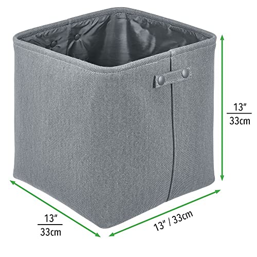 mDesign Soft Cotton Fabric Bathroom Storage Bin with Handles - Organizer for Towels, Toilet Paper Rolls - for Closets, Cabinets, Shelves - Textured Weave, 2 Pack - Charcoal Gray