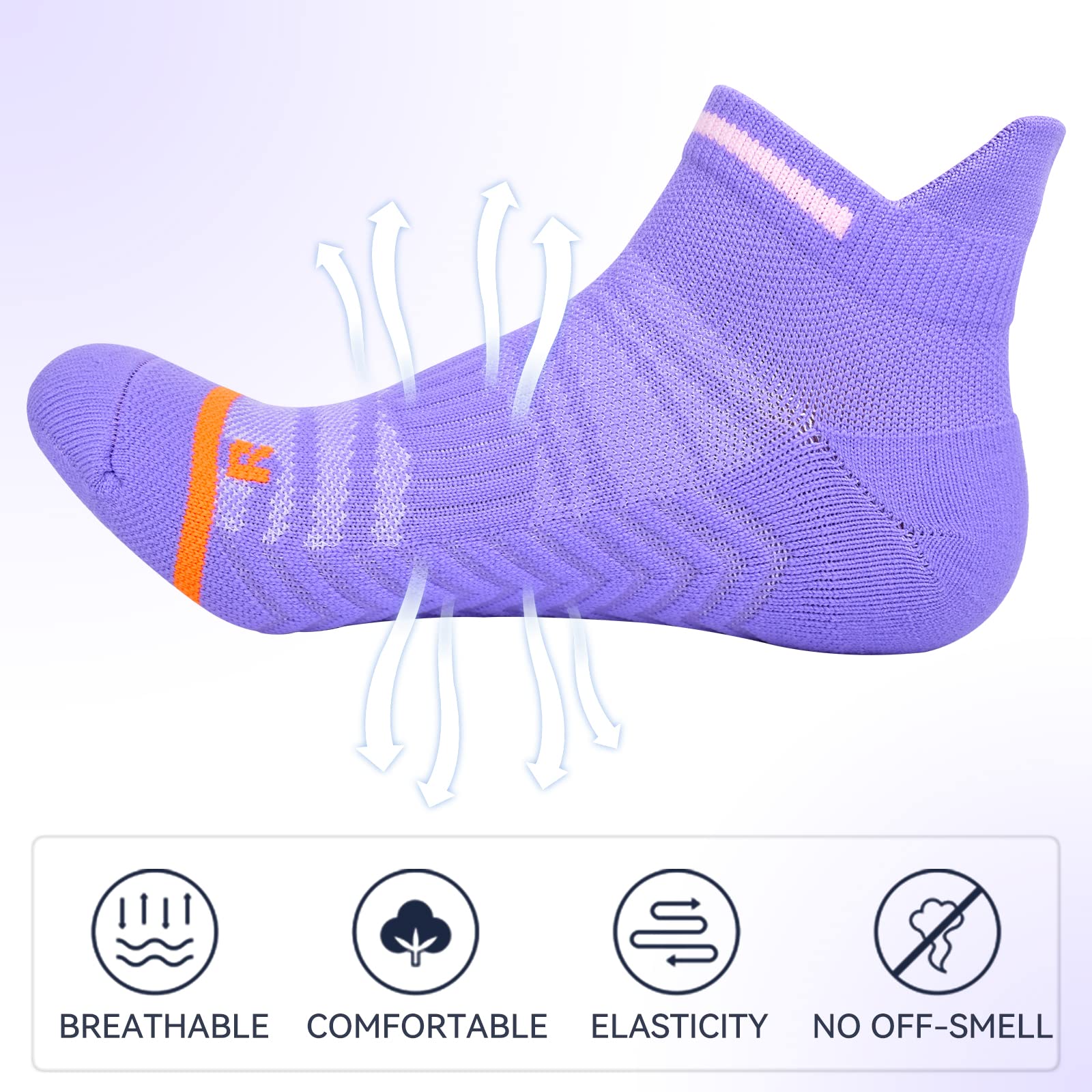 Aifong Ankle Socks for Women Quarter Athletic Running Socks Cushioned Low Cut Workout Sport Tab Cotton Socks 6 Pairs