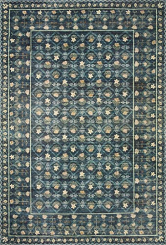 Loloi Rifle Paper Co. x Eden Collection EDE-03 Lattice Indigo 3'-6" x 5'-6" Accent Rug