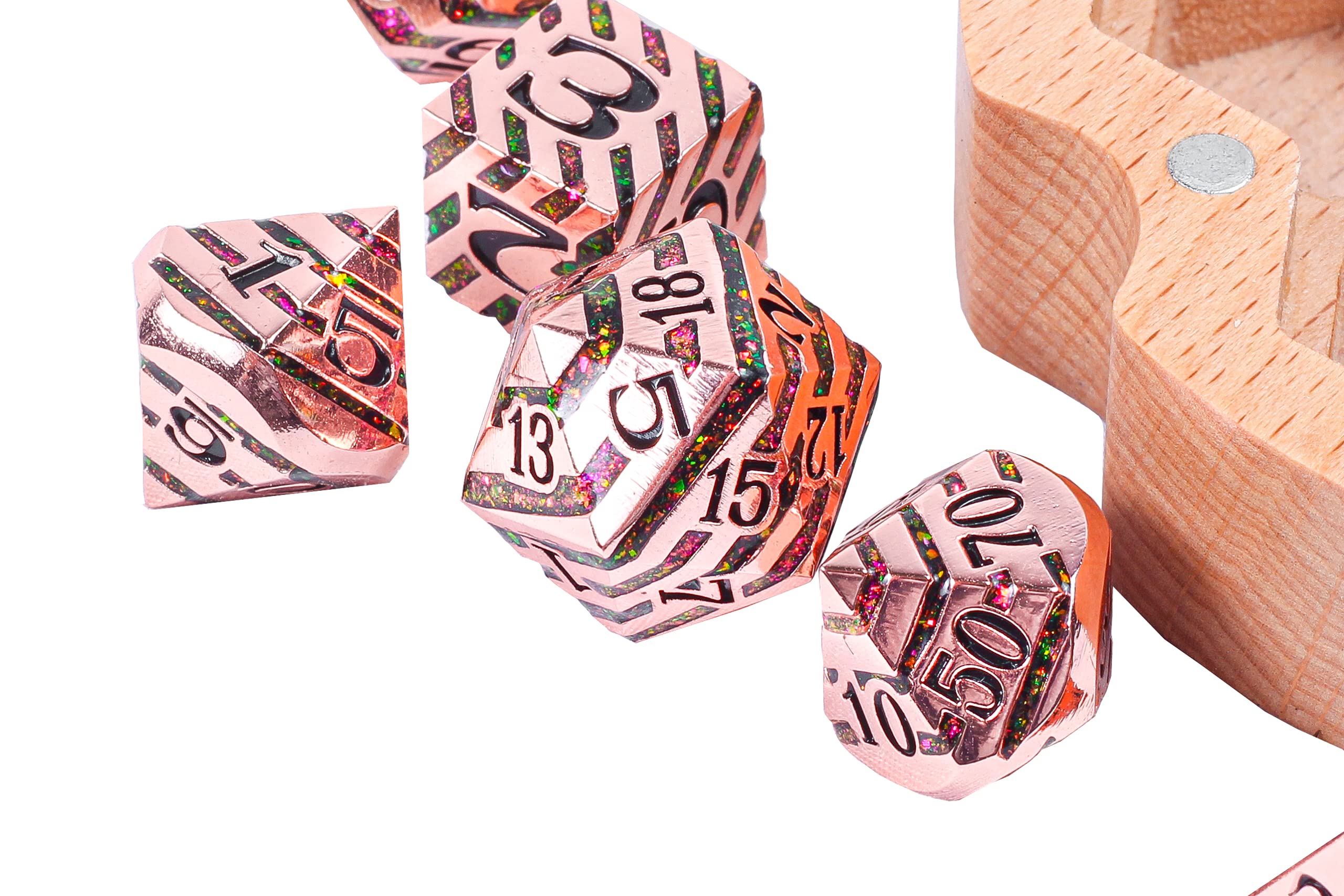 Copper Vein of Magic DND Metal Dice Set for Dungeons and Dragons Gifts, D&D, D and D, Pathfinder, Accessories, D20, Polyhedral, Resin Dice, Metal, Dice Tray, Tower, Bag, Box