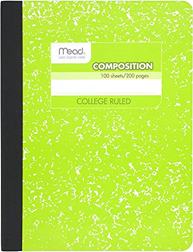 Mead Composition Book, 6 Pack of Wide Ruled Composition Notebooks, Wide Rule paper, 100 sheets (200 Pages), Pastel Color Notebook
