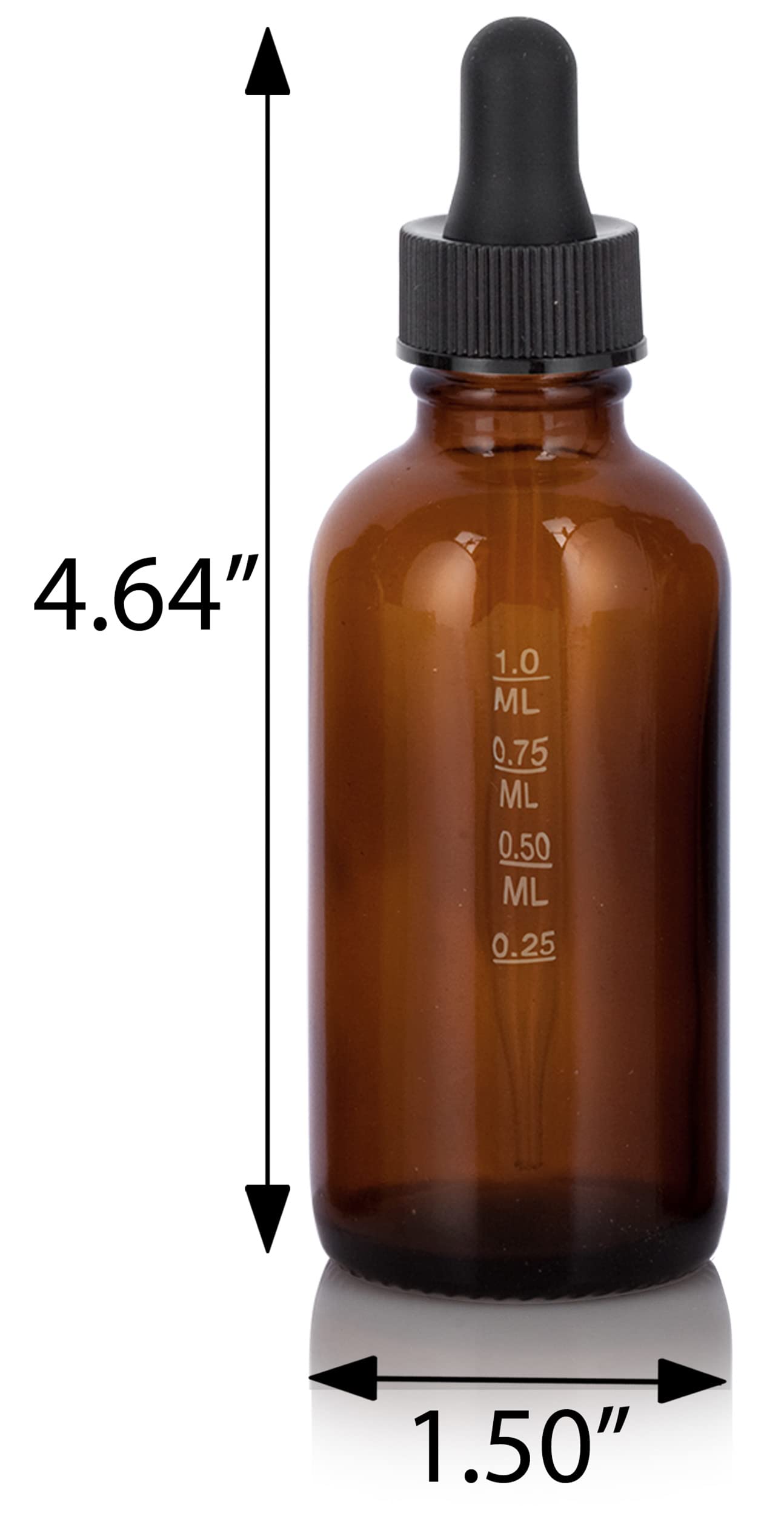 JUVITUS 2 oz Amber Glass Boston Round Graduated Measurement Glass Dropper Bottle (12 pack) + Funnel