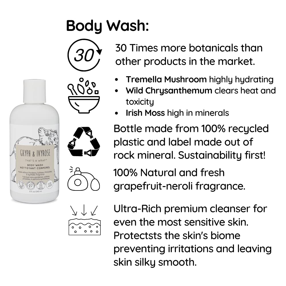 Gryph and IvyRose That’s A Wrap Body Wash for Kids - Smoothing and Moisturizing Skin Soap for Children - Juniper Honey - 8 oz