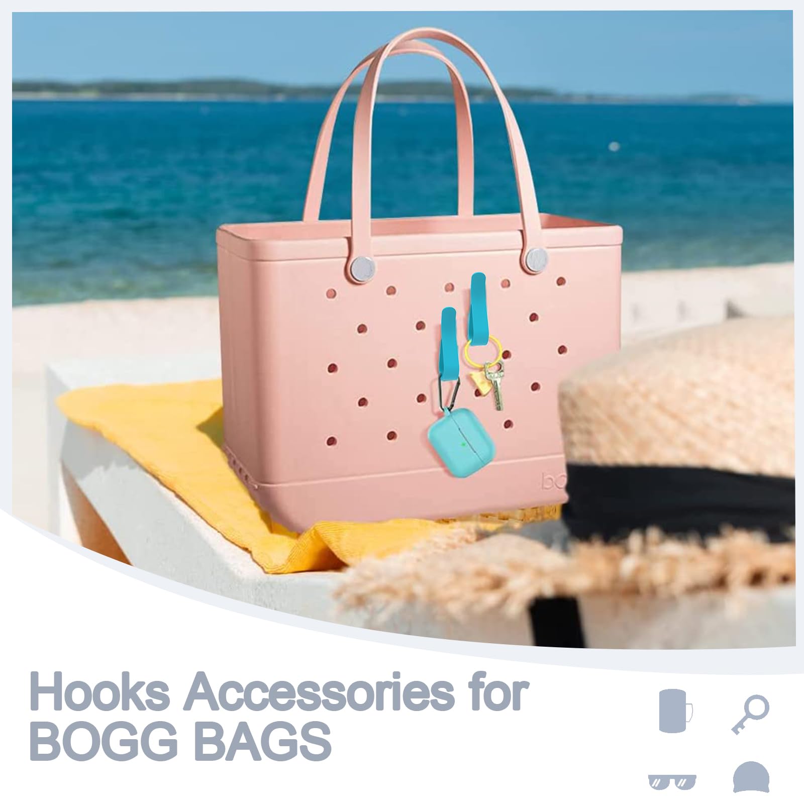 5PCS Hooks Accessories for Bogg Bags, Insert Charm Cutie Cup Holder Connector Key Holder Mask Holder (Sky Blue)