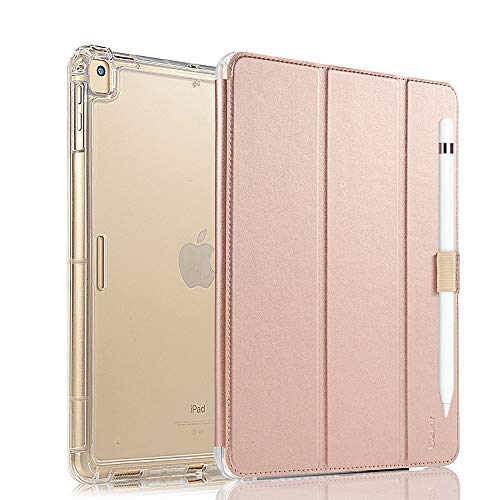 valkit iPad Pro 12.9 Case 2017/2015 (Old Model,1st & 2nd Gen) - iPad Pro 12.9 Inch Cover Smart Folio Stand Protective Translucent Frosted Back Cases with Auto Wake/Sleep, Rose Gold