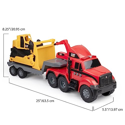 CAT Construction Toys, Heavy Movers, Semi Firetruck and Trailer with Bulldozer, Lights & Sounds, Ages 3 and up