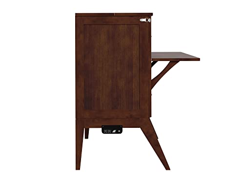 AFI, Northampton Murphy Bed Desk with Premium 6 Inch Folding Memory Foam Mattress and Built-in Charger, Full Size, Walnut