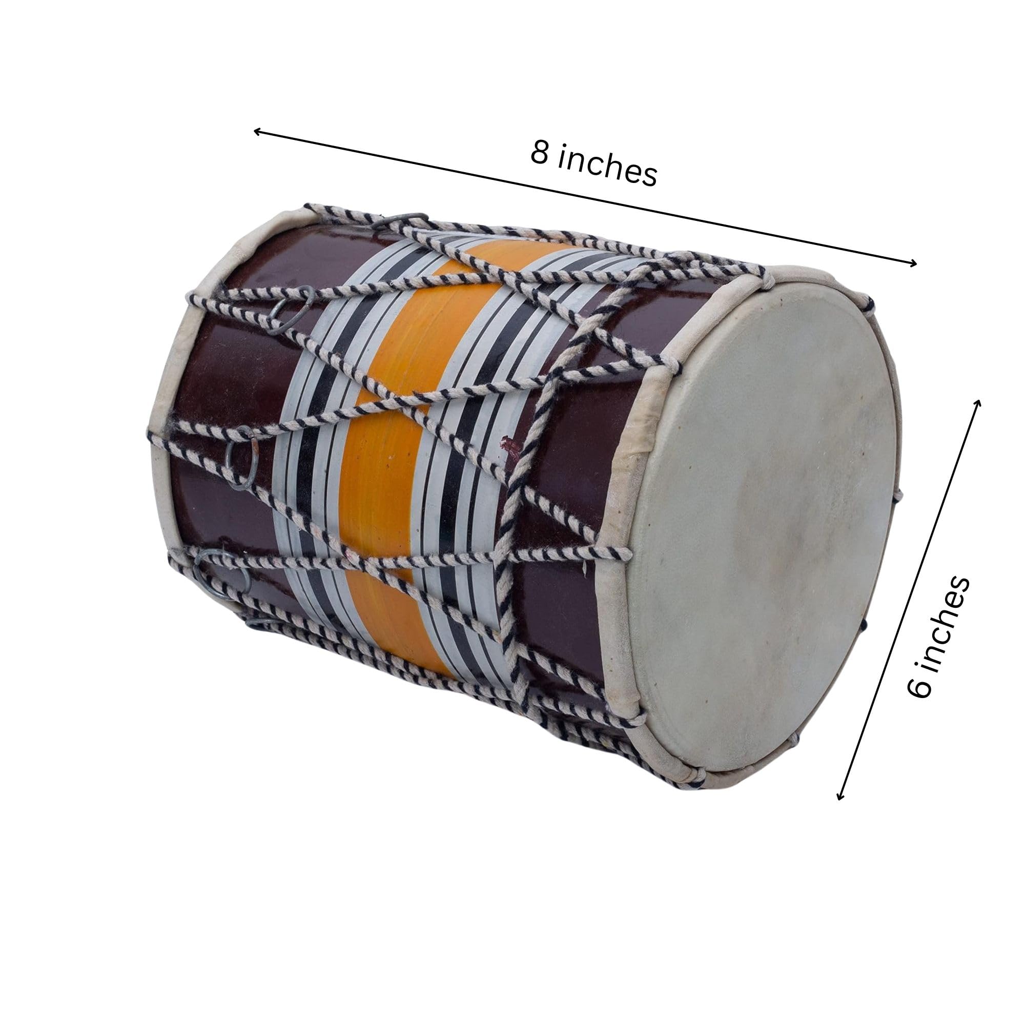 8 x 6 Inch Handmade Wooden & Leather Classical Indian Folk Tabla Drum Set Hand Percussion Drums World Musical Instruments Punjabi Dhol Dholak Dholki 8 x 6 Inches Fun Birthday Housewarming Gift Ideas