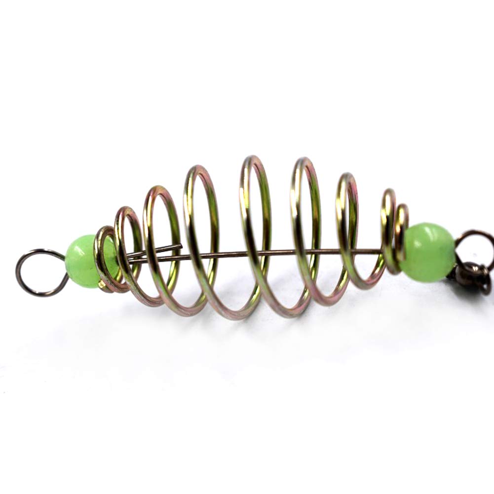 5PCS Inline Method Feeders, Luminous Carp Fishing Feeder Coil Inline Method Fishing Tackle Bait Thrower in-line Method Lures Cage Basket Baits