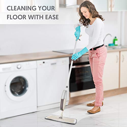 HOMTOYOU Microfiber Spray Mop Pads Reusable Washable Mop Flat Replacement Heads Refill Pack for Dust Wet Or Dry Floor Cleaning and Commercial Cleaning Refills -3Pack
