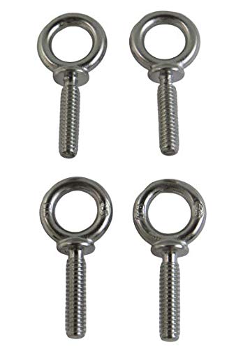US STAINLESS 4 Pieces Stainless Steel 316 1/4" x 1" UNC Machinery Eye Bolt Marine Grade Pitch of 20