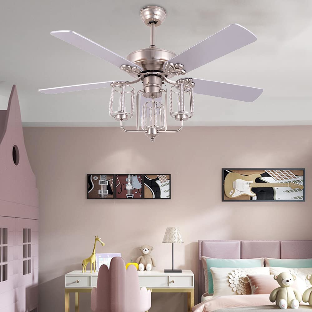 52Inch LED Vintage Ceiling Fan Classical Fan with 3 Lights Reversible Blades 3 Speed Ceiling Fan Mute Motor for Bedroom Living Room …