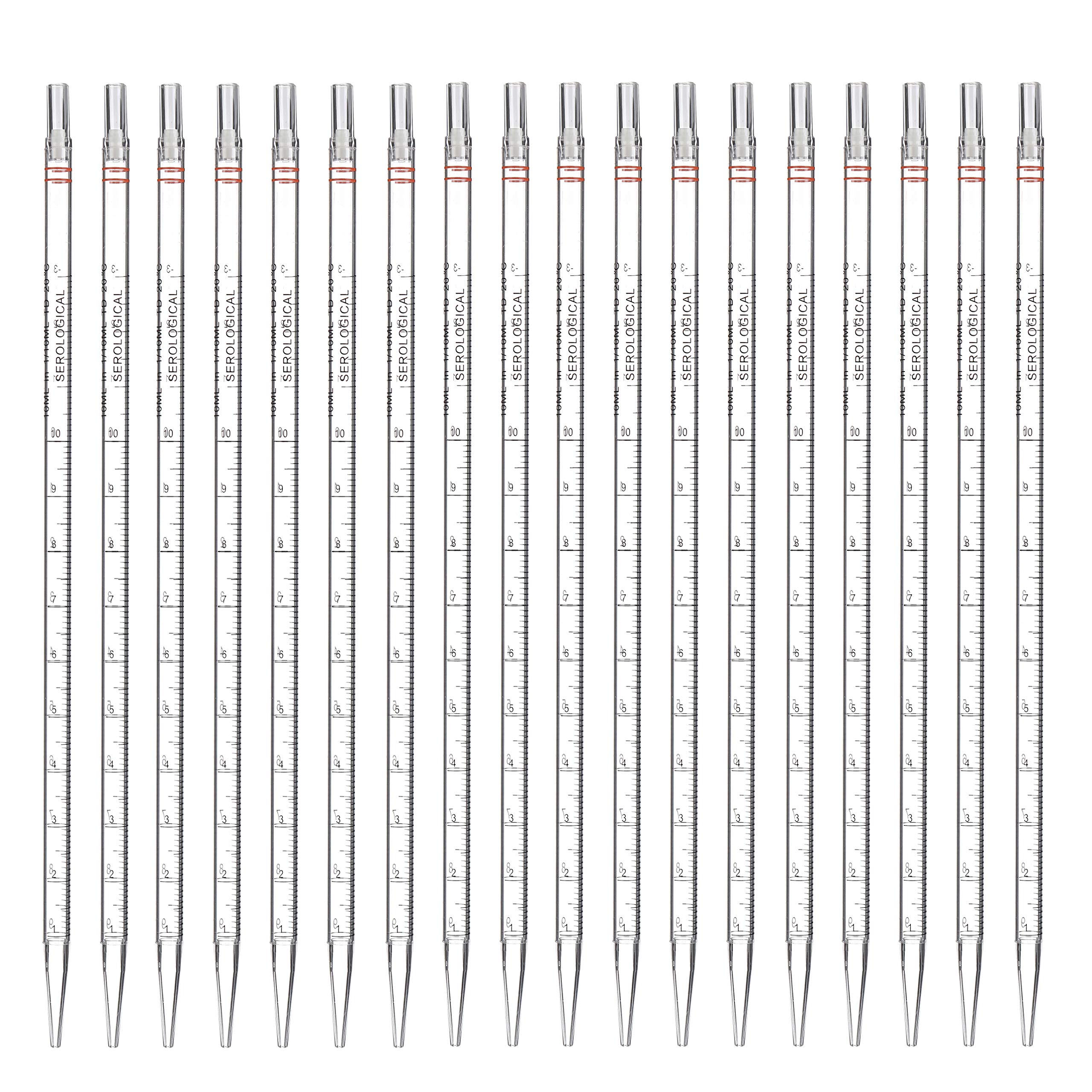 Eowpower 20 Pack 10ml Disposable Sterile Serological Pipettes with Graduated, Individually Packaged