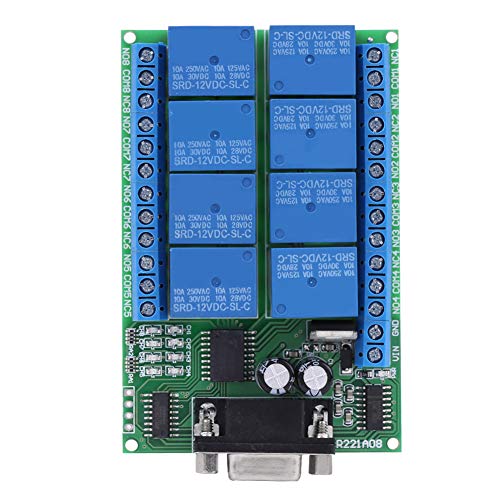 8-Channel Relay Module, 12V 10A 8-Channel DB9 RS 232 Female Interface Relay Module Remote Control Switch for Smart Home Industrial Control Situations
