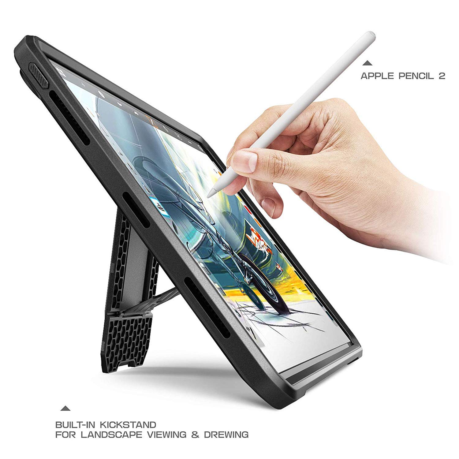 iPad Pro 12.9 Case 2018, SUPCASE UB Pro Series with Built-In Screen Protector Heavy Duty Full-Body Rugged Protective Case for iPad Pro 12.9 Inch 2018 Release (Not Support Pencil Charging) (Black)